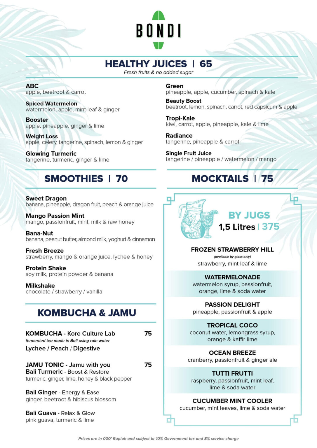 Beach Party Drink Menu - FINNS Beach Club
