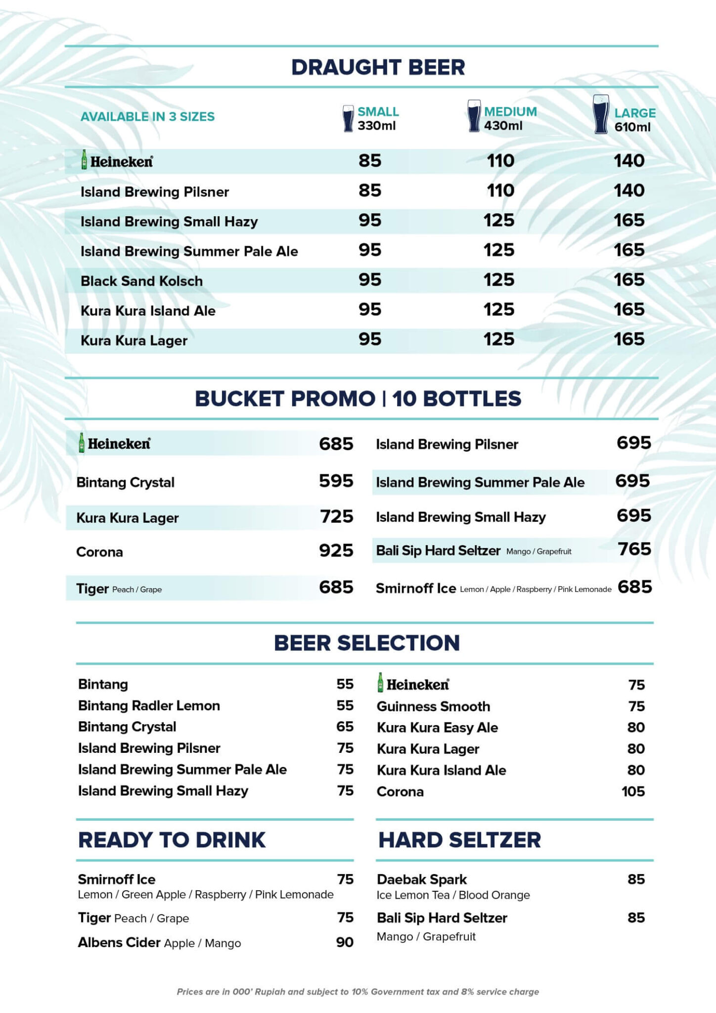 Beach Party Drink Menu - FINNS Beach Club