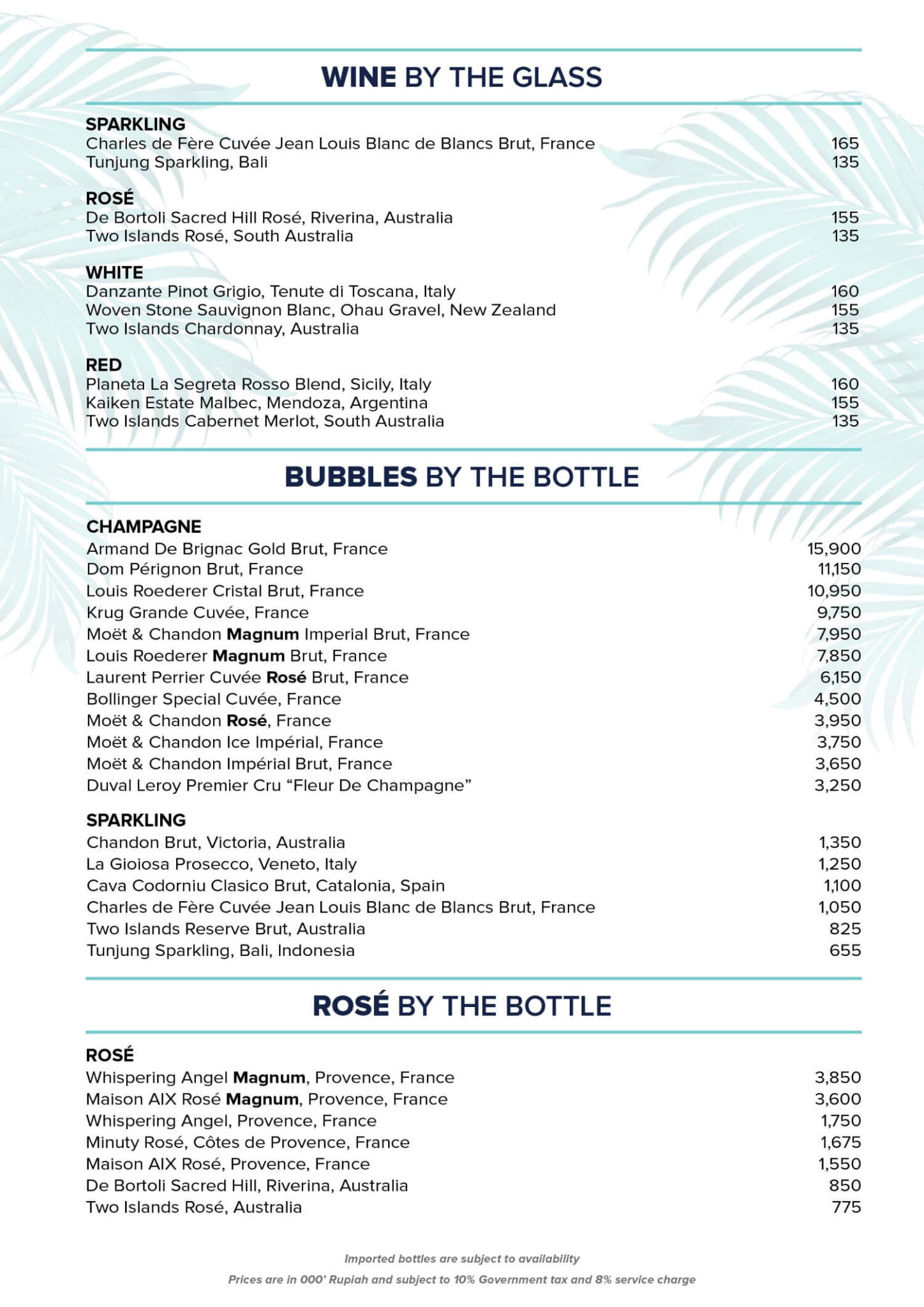 Beach Party Drink Menu - FINNS Beach Club