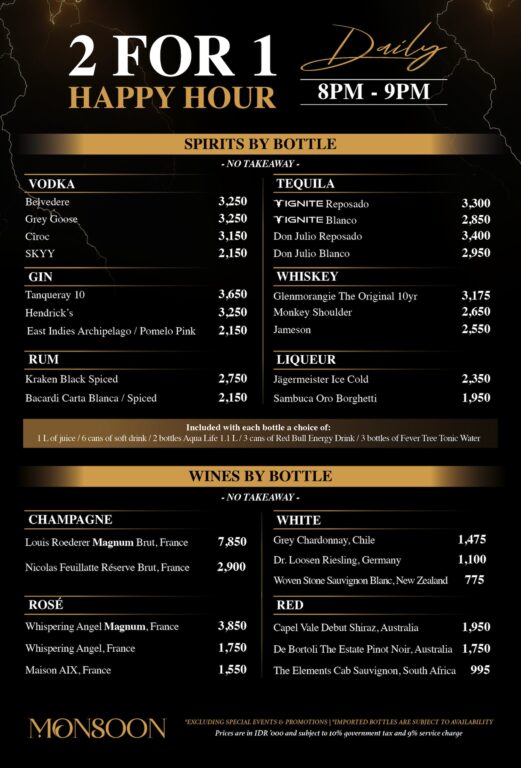 Monsoon Drink Menu - FINNS Beach Club