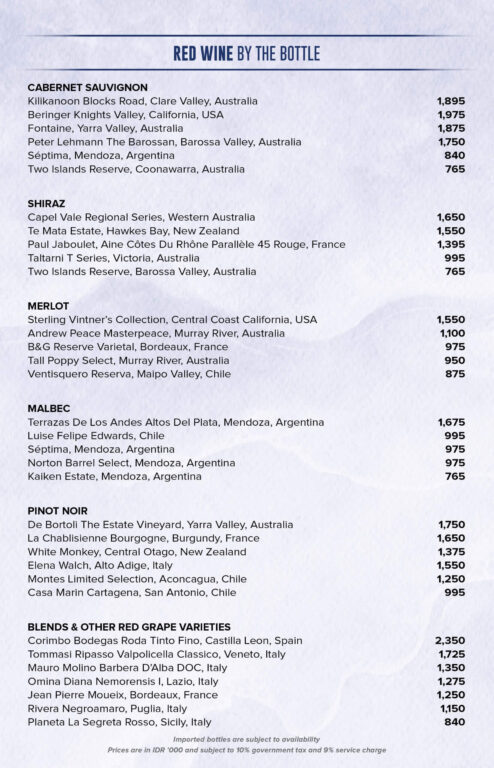 VIP Drink Menu - FINNS Beach Club