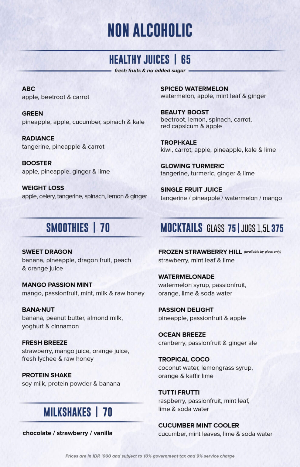 VIP Drink Menu - FINNS Beach Club