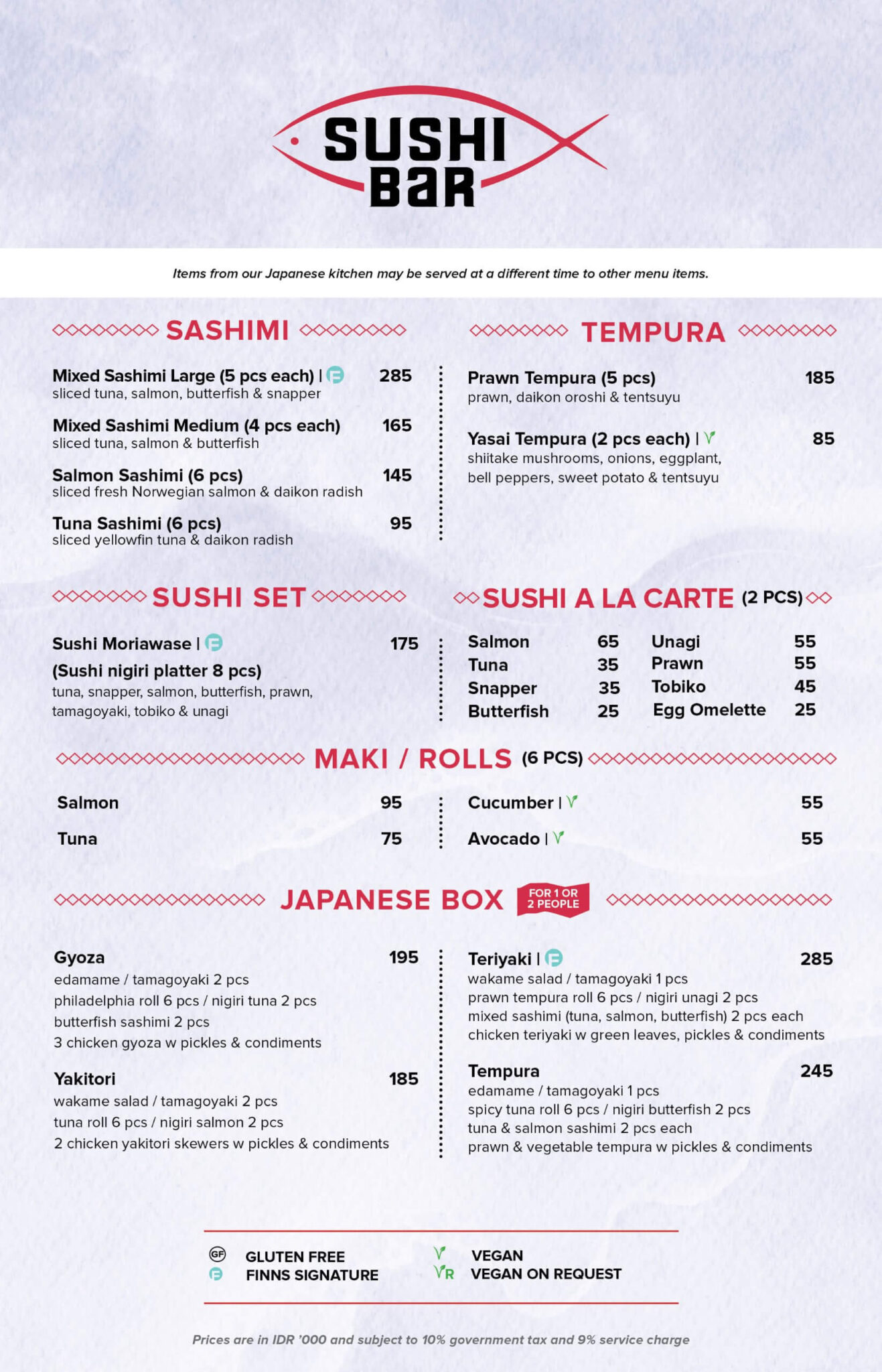 VIP Food Menu - FINNS Beach Club