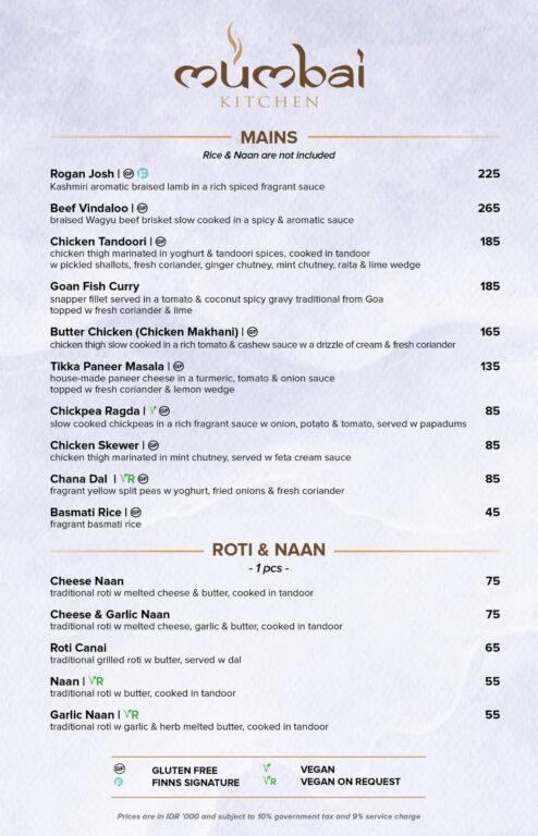 VIP Food Menu - FINNS Beach Club