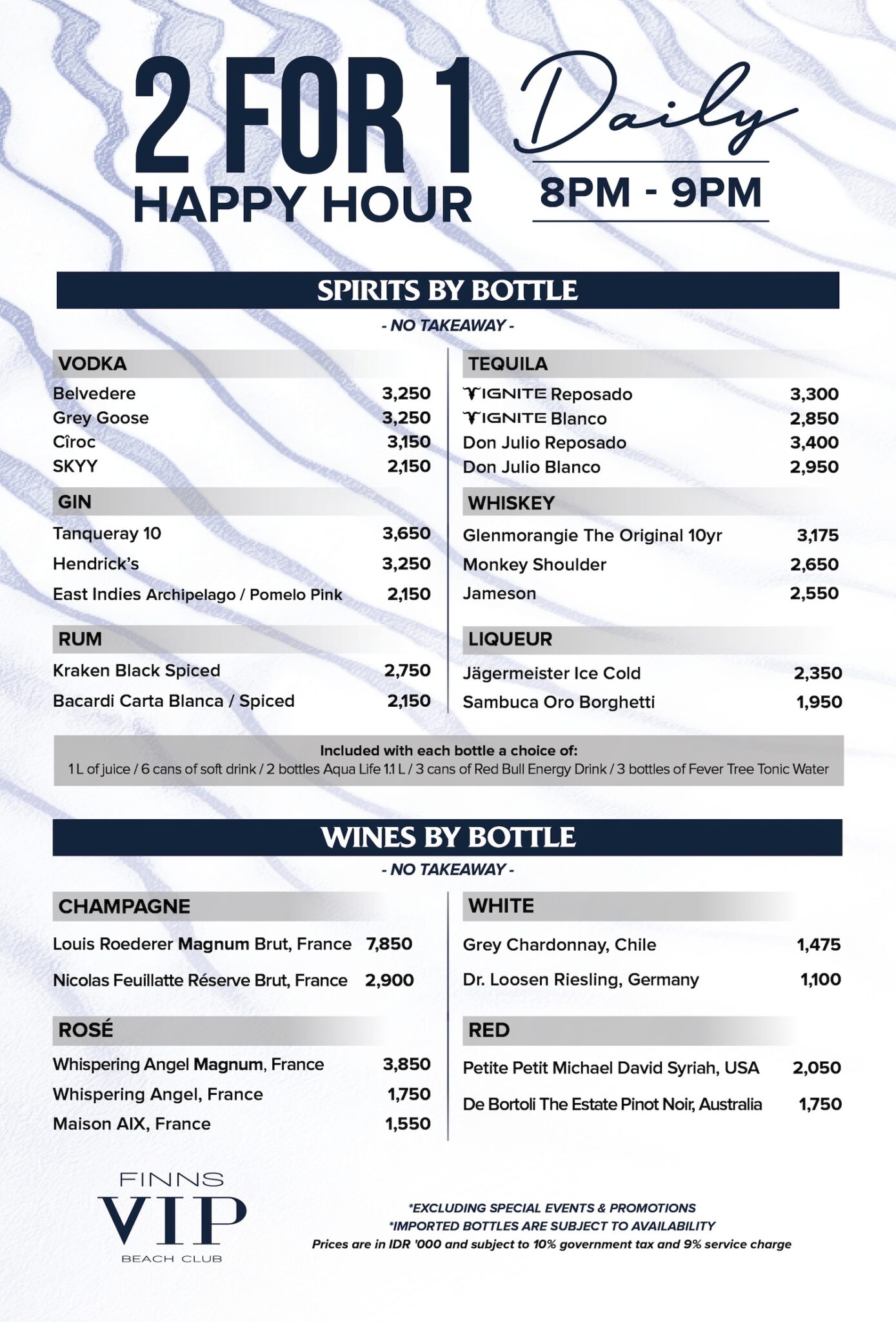 VIP Drink Menu - FINNS Beach Club
