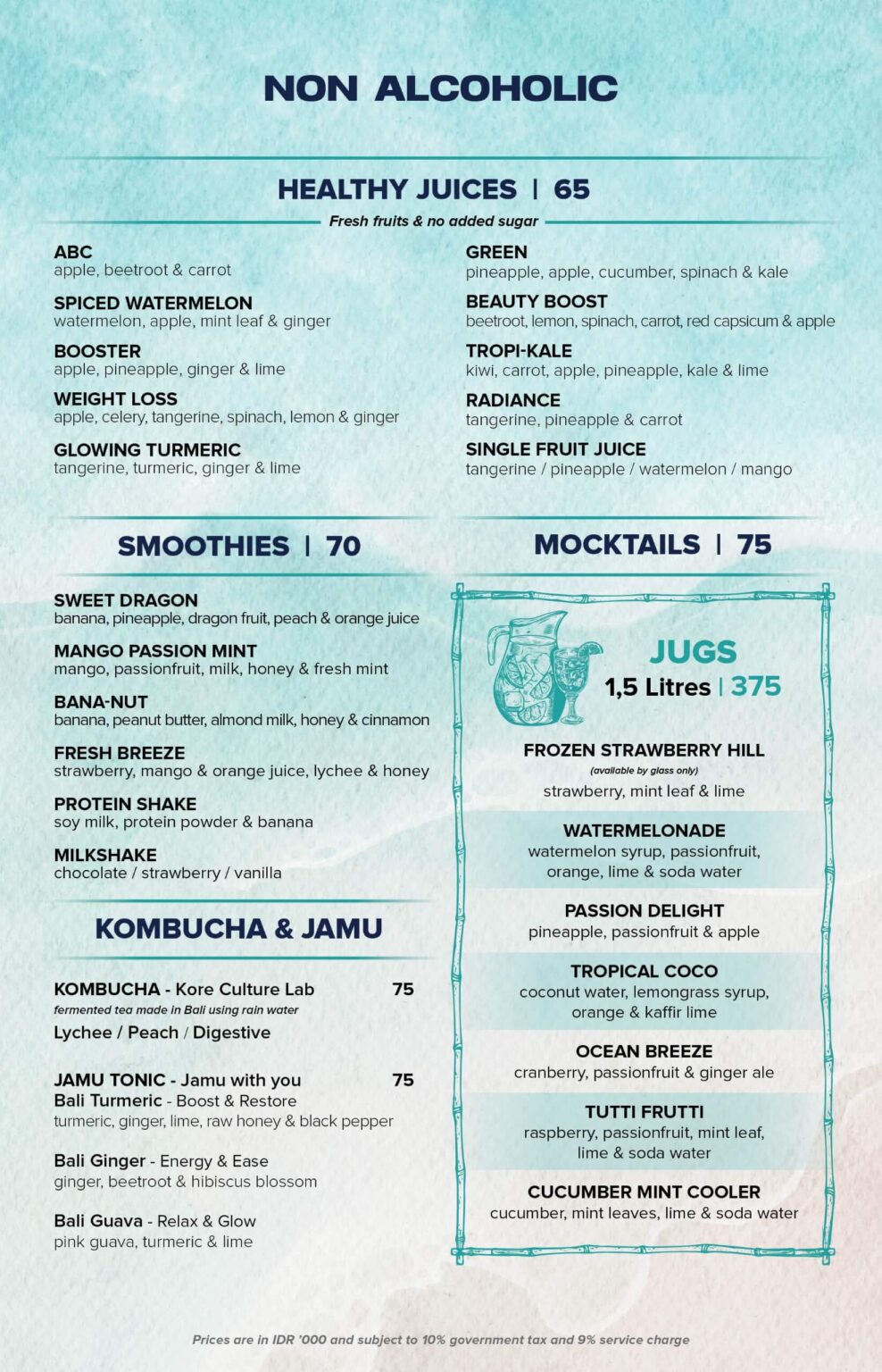 Beach Party Drink Menu - FINNS Beach Club