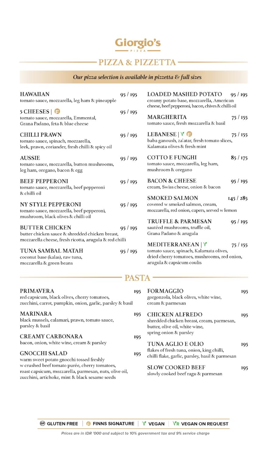 Monsoon Food Menu - FINNS Beach Club