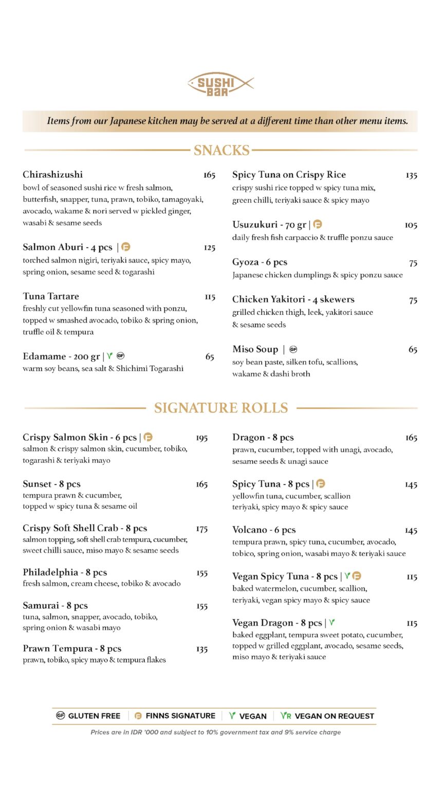 Monsoon Food Menu - FINNS Beach Club