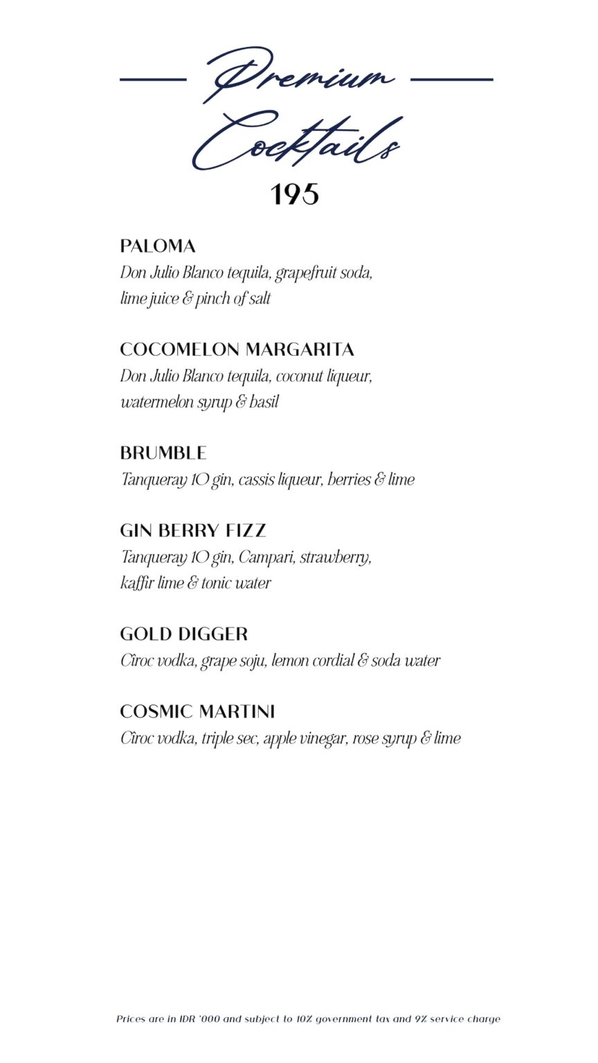 St Tropez Drink Menu Finns Beach Club