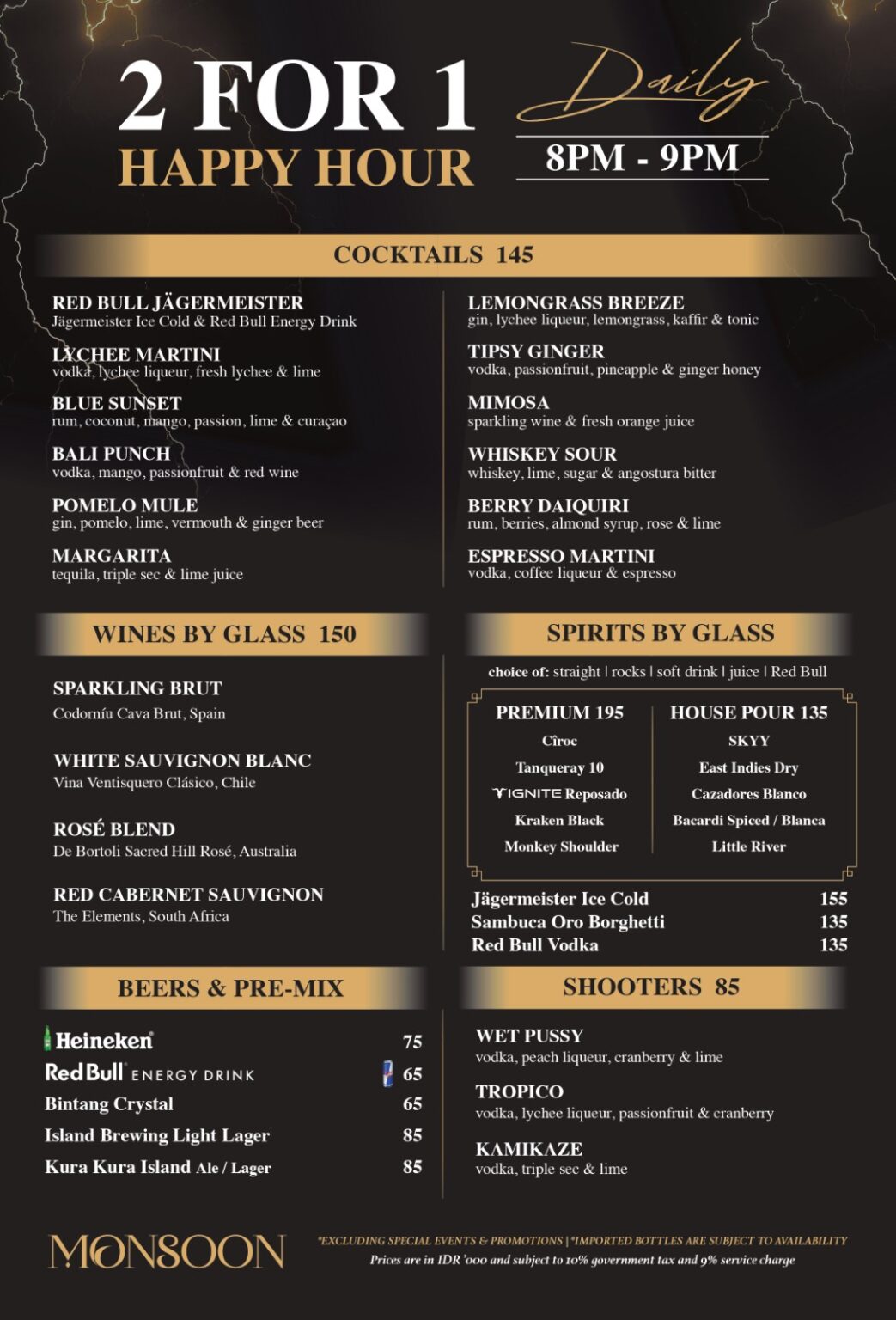 Monsoon Drink Menu - FINNS Beach Club