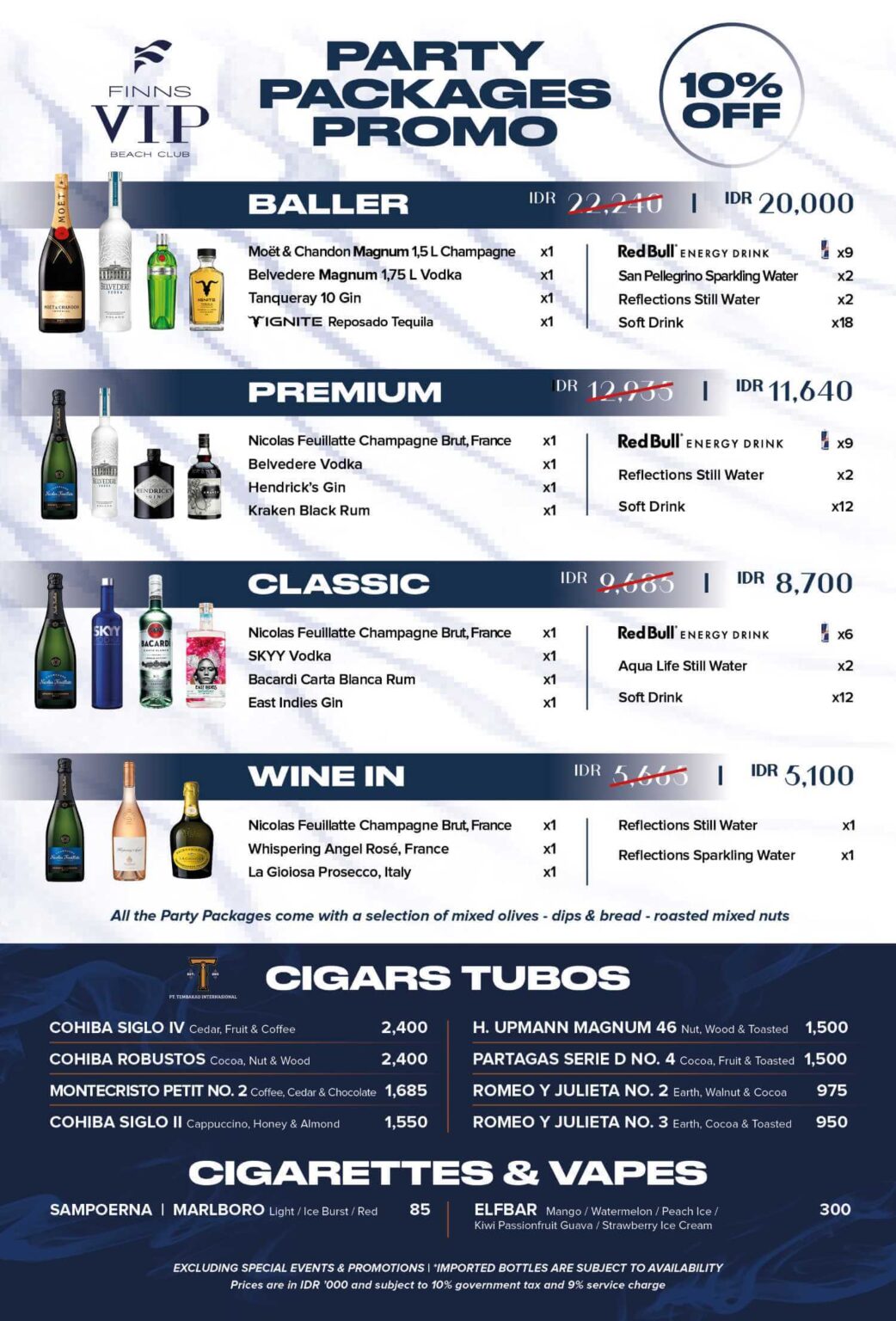 VIP Drink Menu - FINNS Beach Club