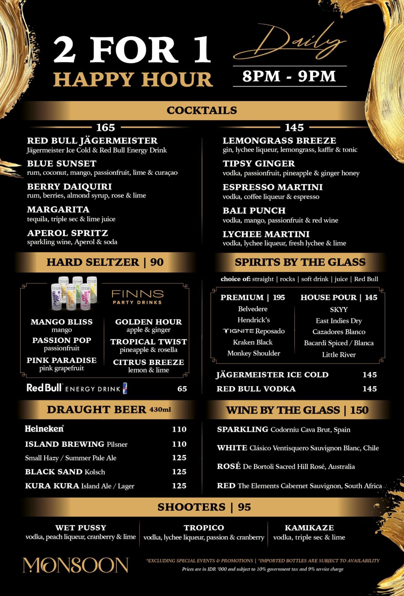 Monsoon Drink Menu - FINNS Beach Club