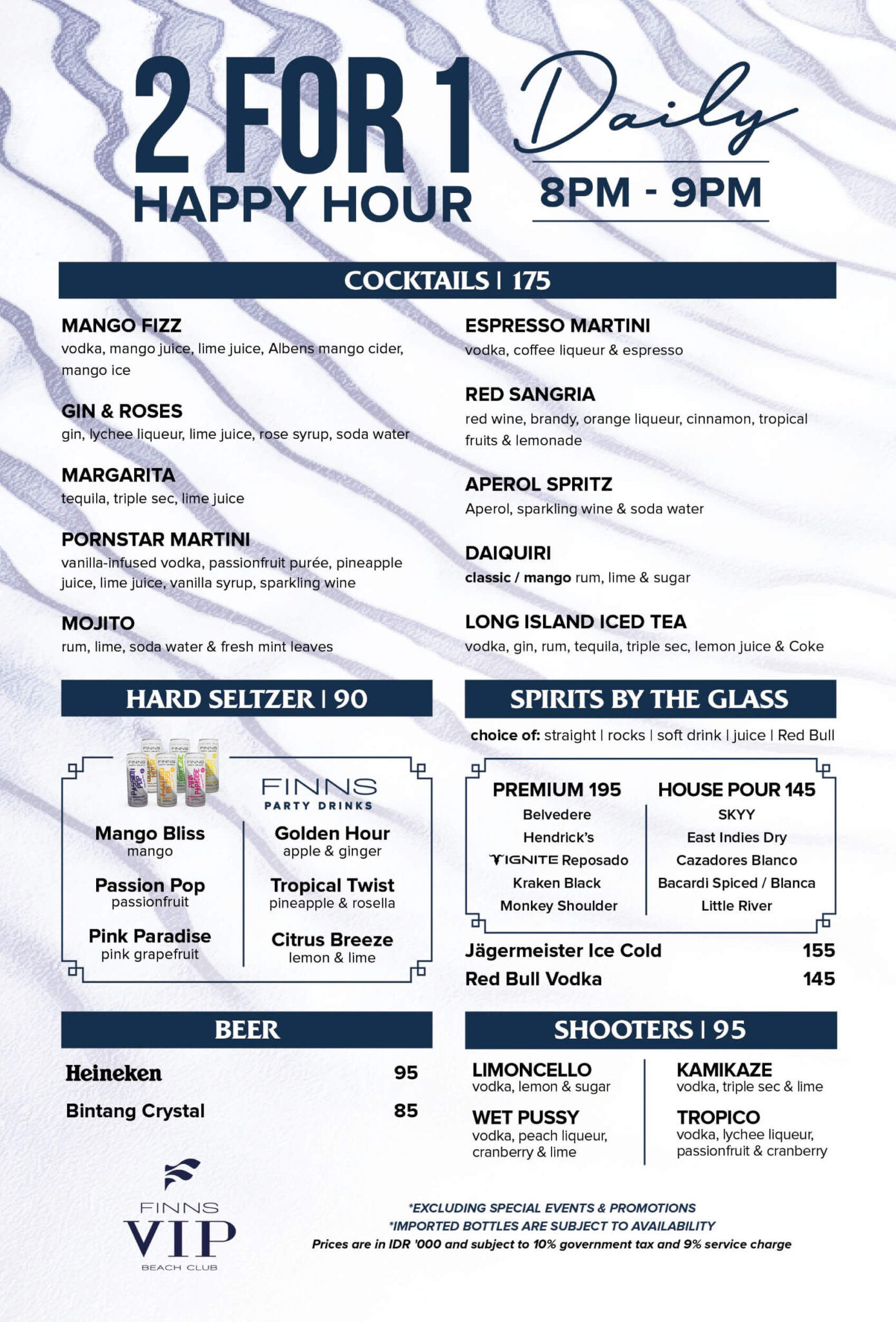 VIP Drink Menu - FINNS Beach Club