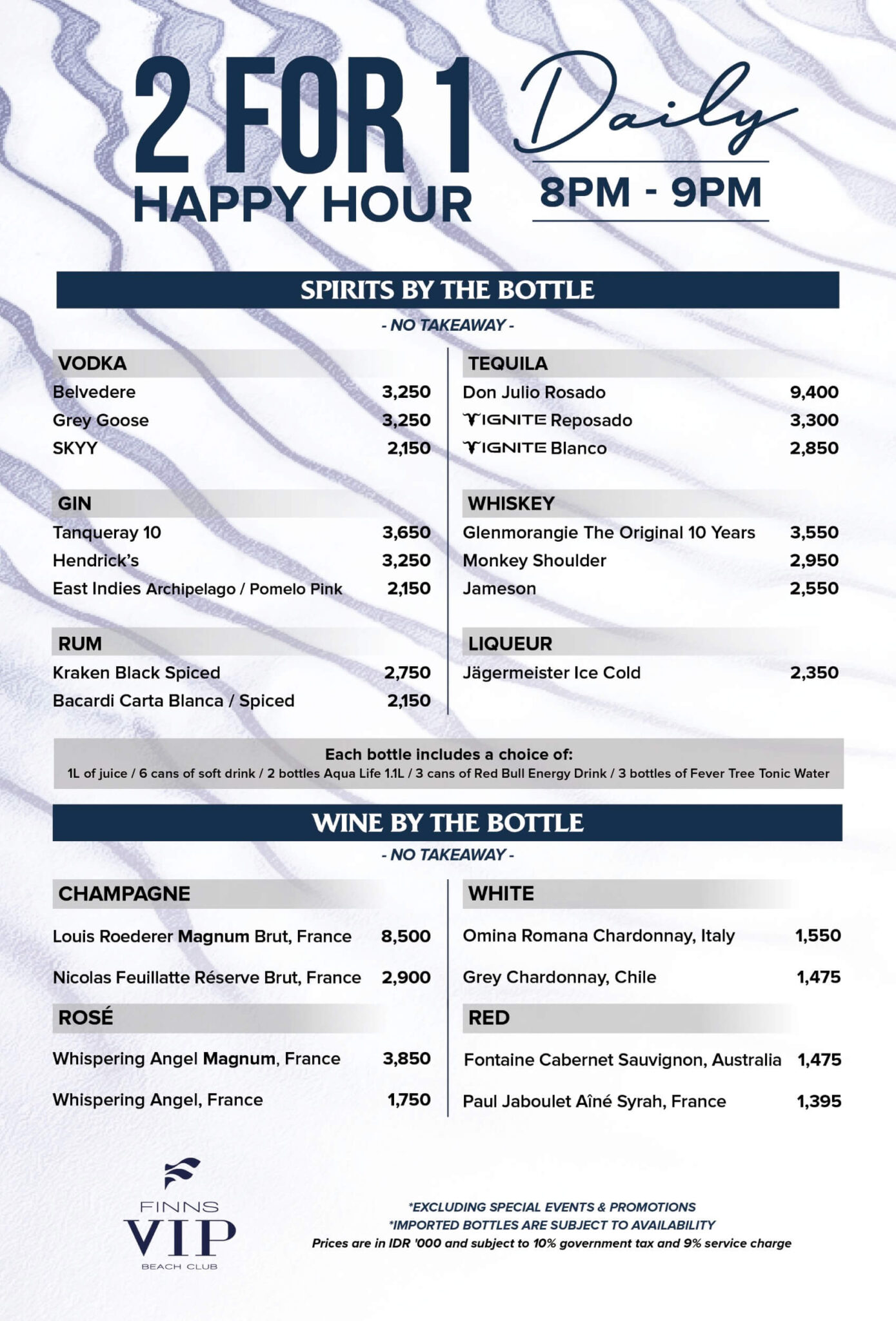 VIP Drink Menu - FINNS Beach Club