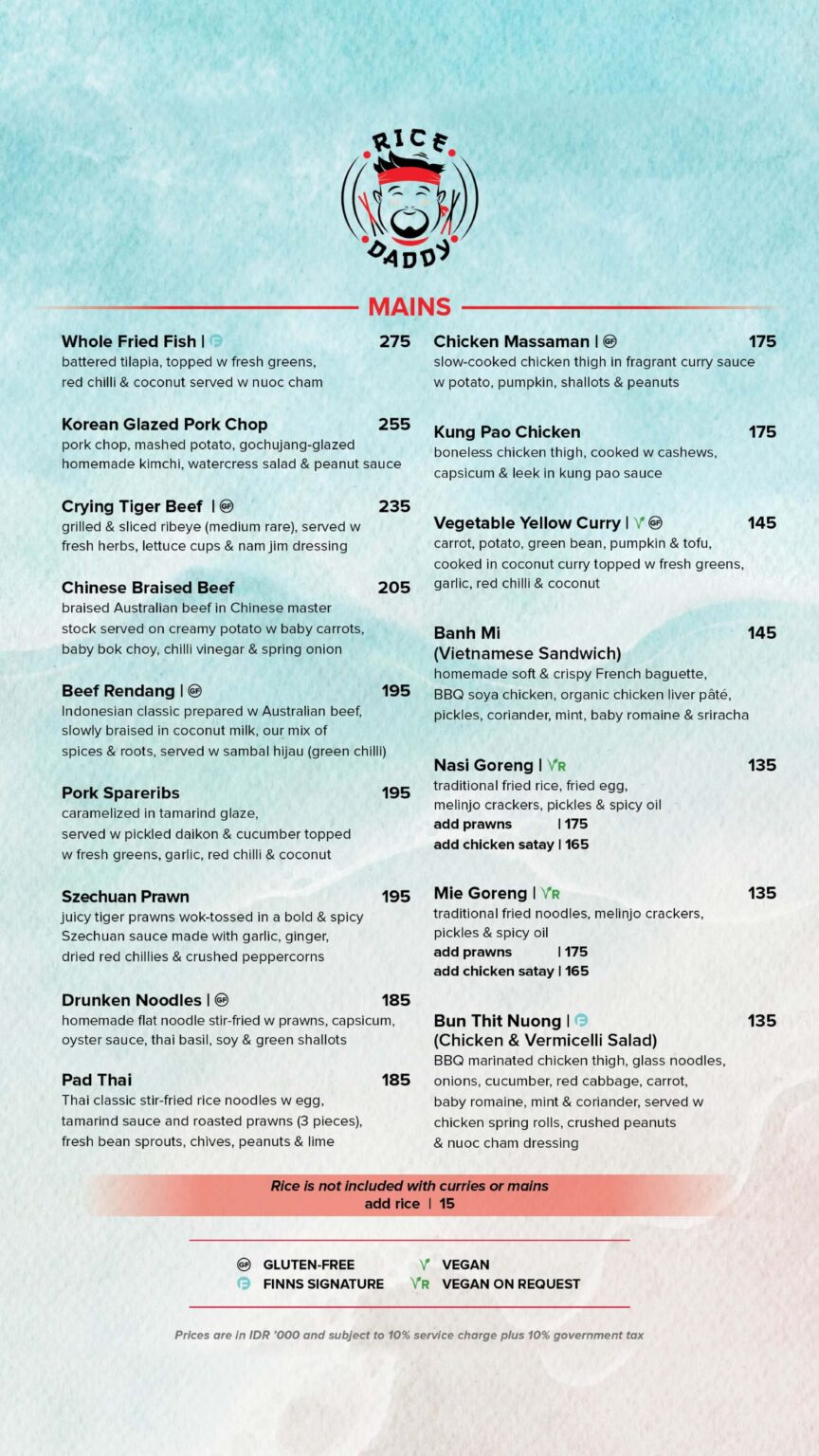 Beach Party Food Menu - FINNS Beach Club