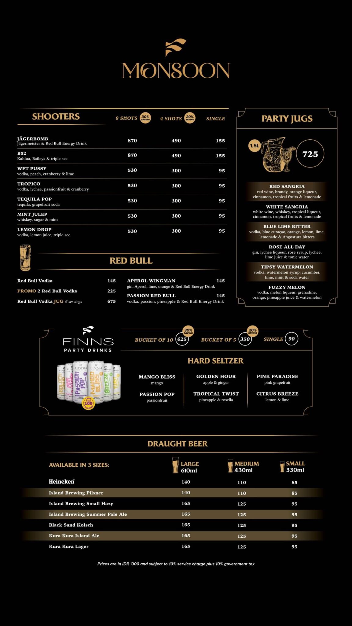 Monsoon Drink Menu - FINNS Beach Club
