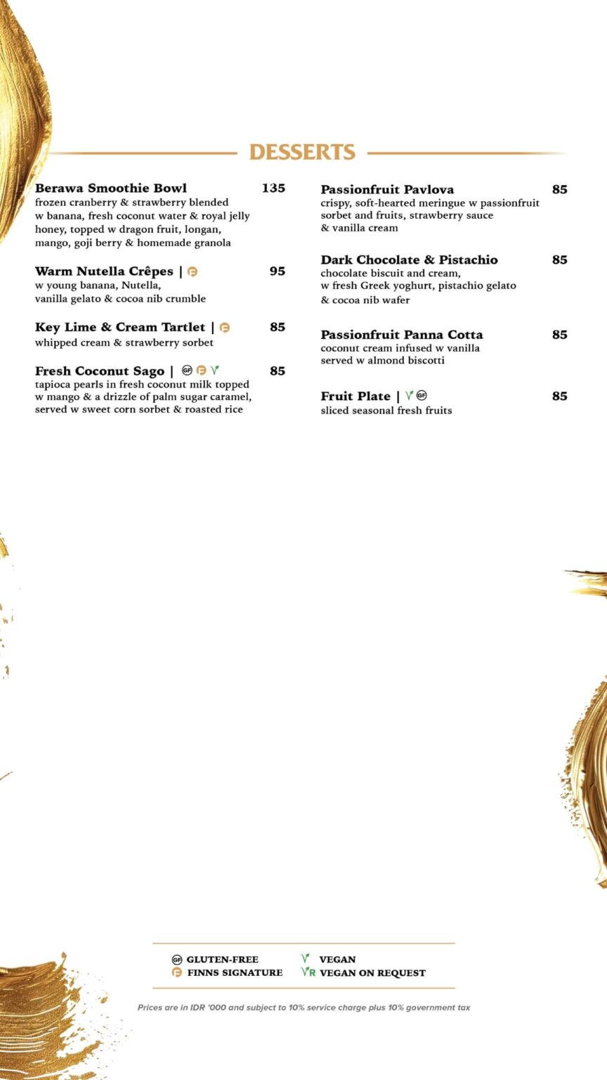 Monsoon Food Menu - FINNS Beach Club