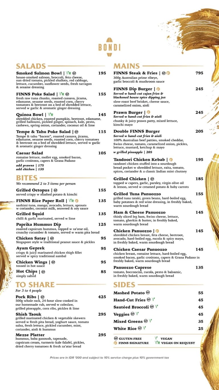 Monsoon Food Menu - FINNS Beach Club
