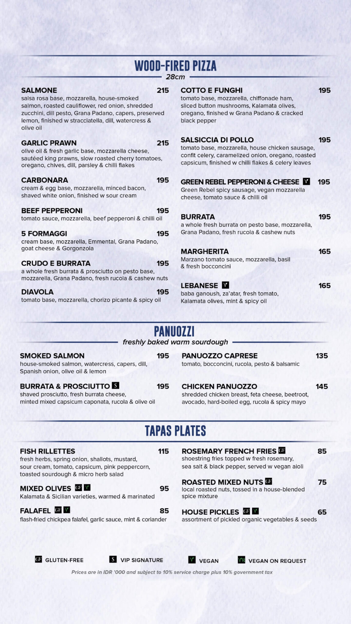 VIP Food Menu - FINNS Beach Club