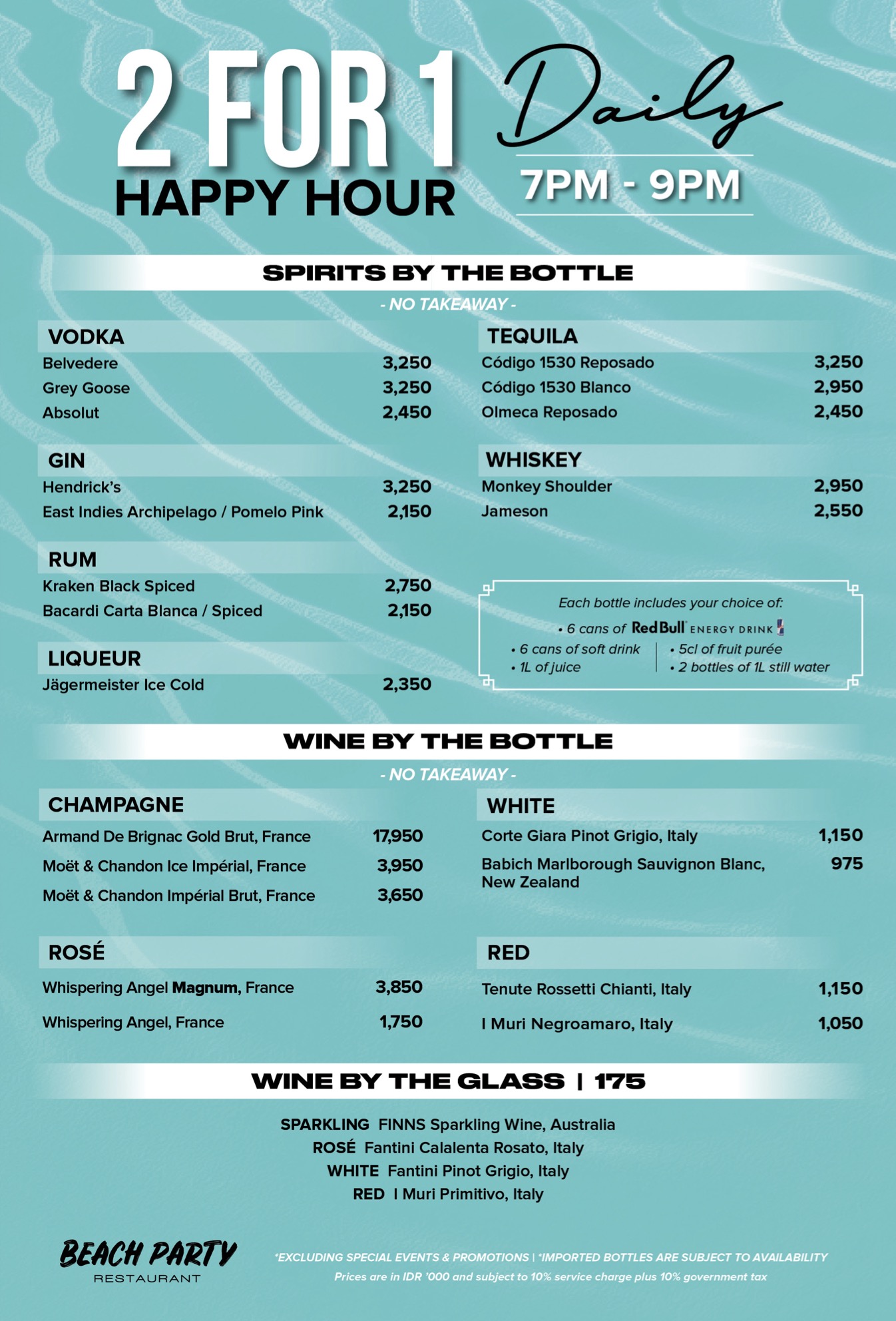 Beach Party Drink Menu - FINNS Beach Club