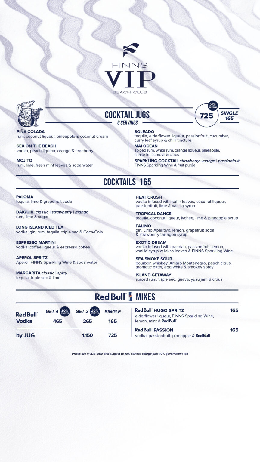VIP Drink Menu - FINNS Beach Club